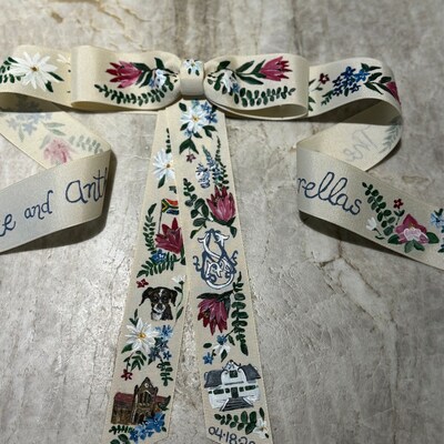 Custom Painted Bouquet Bow Ribbon - Etsy