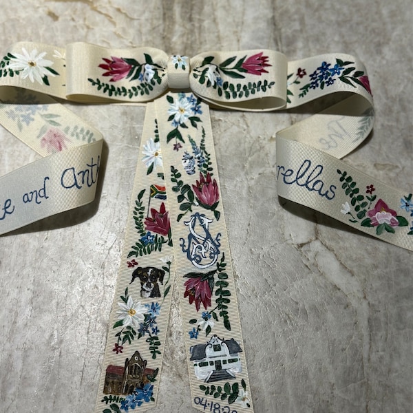 Custom Painted Bouquet Bow Ribbon - Etsy