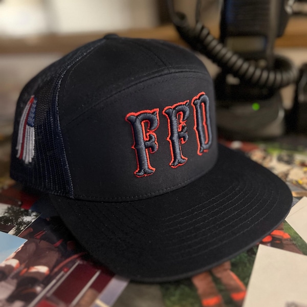 Fire Fighter Department, Fire & Rescue Trucker Cap, Puff Embroidery ...