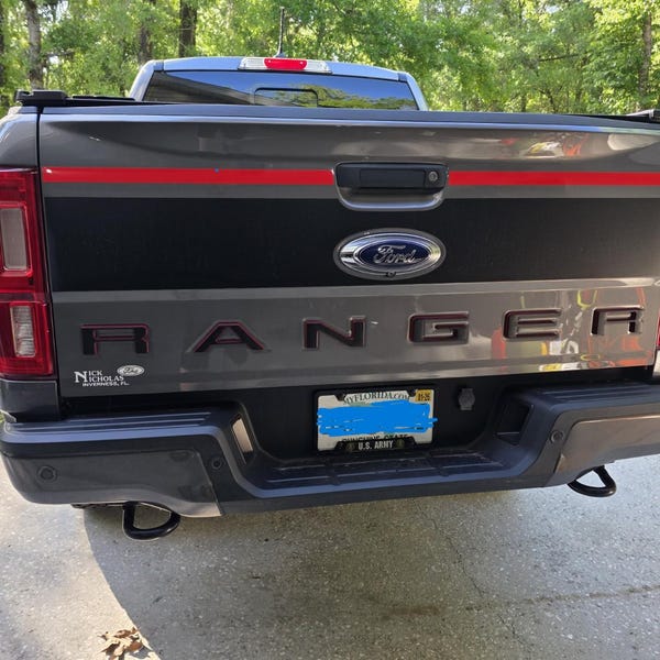 Red With Black Outline Raised Tailgate Insert Letters Tailgate Letters ...