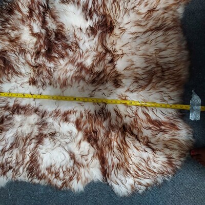 GIANT SHEEPSKIN Double XXL Mouflon Brown Throw Genuine Leather Sheep ...