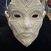 Dark Elf Full Face Mask - 3D Printed Décor, Costume, Cosplay, Unpainted ...