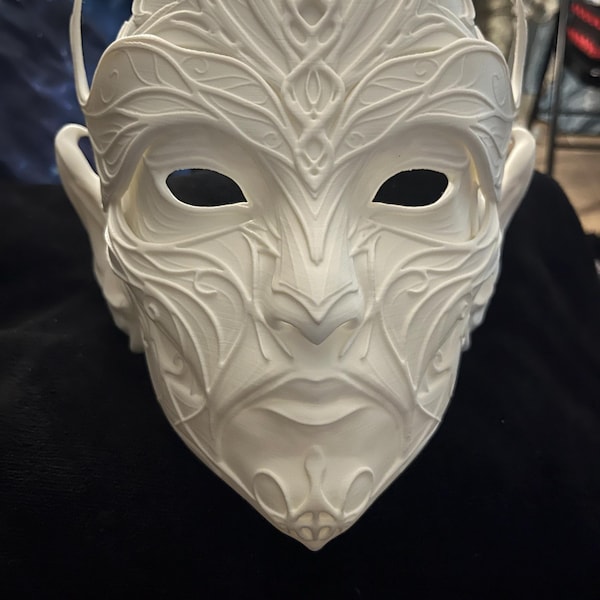 Dark Elf Full Face Mask - 3D Printed Décor, Costume, Cosplay, Unpainted ...