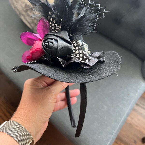 Witch Hat, Halloween Flower Headband, Witch Hat, Photo Prop, Adult Hat ...