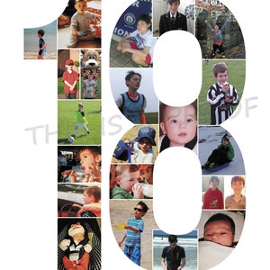 Personalised 18th Photo Collage, Photo Grid Print, Wall Art ...