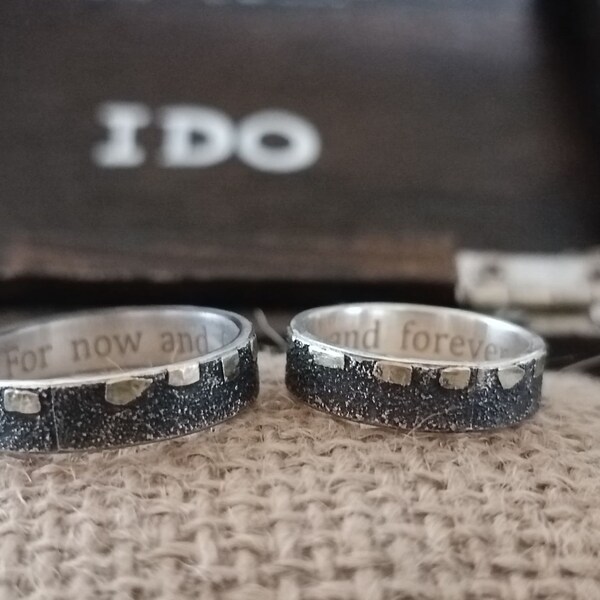 Wedding Ring Set: Rustic Wedding Bands, Matching Wedding Bands, Wedding ...