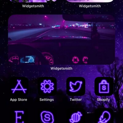 Blue NEON Ios Icon Pack Aesthetic Iphone Ios 14 Realistic - Etsy