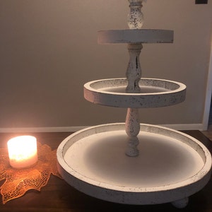 3 Tier White Distressed Tray Rustic, Cottage, Farmhouse, and Boho Style ...