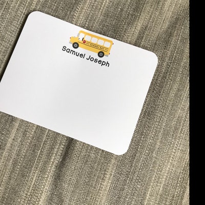 School Bus Stationery, School Bus Note Cards, Personalized Flat Note ...