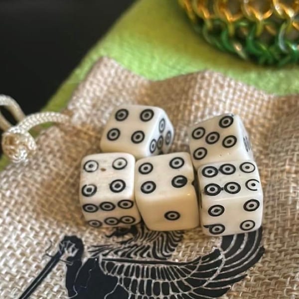 Medieval Bone Dice Set qty 5 Viking Spots D6 Set for Gaming, SCA ...