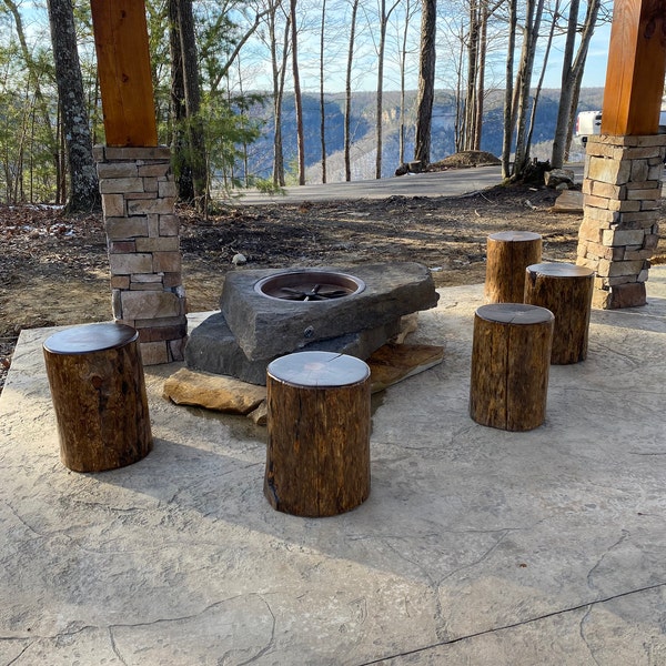 Stained Lodgepole Wood Stump Tables 18" Tall - Etsy