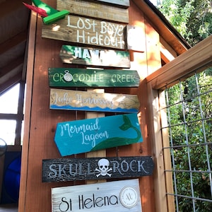 Customized Directional Sign Wooden Mile Marker Peter Pan Neverland ...
