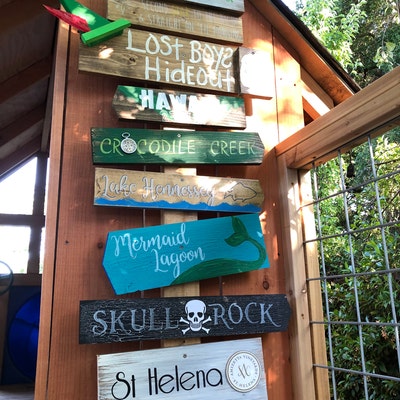 Customized Directional Sign Wooden Mile Marker Peter Pan Neverland ...