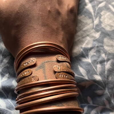 Thick Copper Bangle With Letter Number Symbol Engraving Bracelet ...