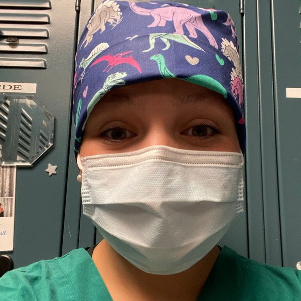 Dinosaurs Scrub Hat, Scrub Cap, Dinosaurs Pixie Scrub Hat, Scrub Cap ...