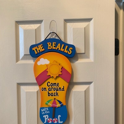 Pool Sign Come Around Back, We're in the Pool Flip Flop Sign Tropical ...