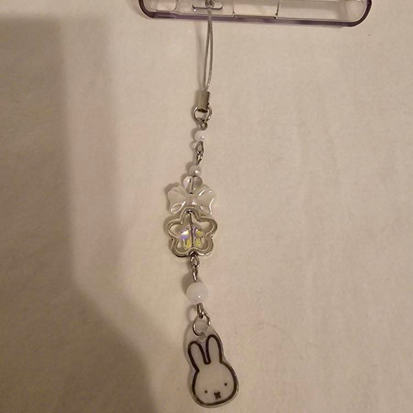 Bunny Phone Charm Coquette Heisei Retro Beaded Keychain Cute Y2k ...