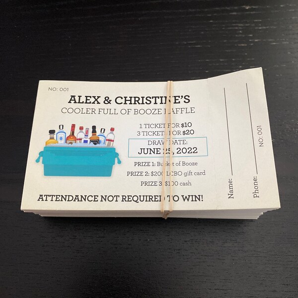 Cooler of Booze Raffle Tickets - Cooler Raffle - Bucket of Booze Raffle ...