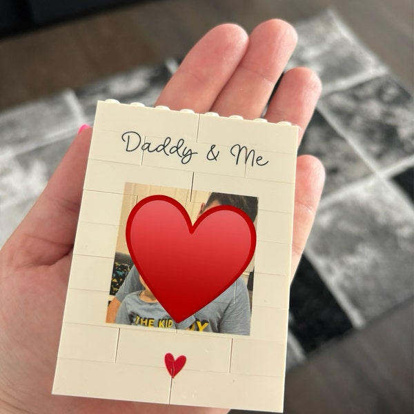 Personalised Daddy & Me LEGO® Brick Photo Block, Gift for Dad, White ...