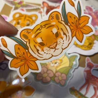 Tiger Sticker Tiger Lily Sticker Cute Tiger Art Tiger - Etsy