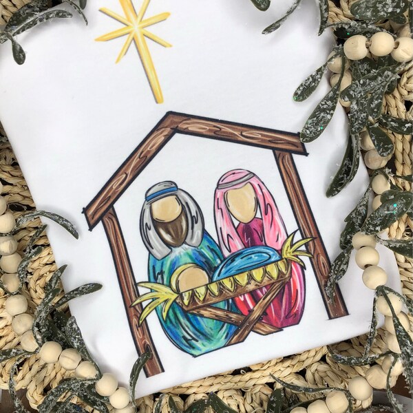 Manger Scene Watercolor Design PNG Artwork Digital File - for Printing ...