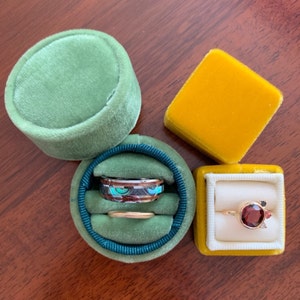 Yellow Velvet Ring Box, Wedding Ring Box, Engagement Ring Box, Proposal ...
