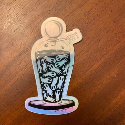 Bottle of Boos Booze Ghost Halloween Holographic Sticker - Etsy