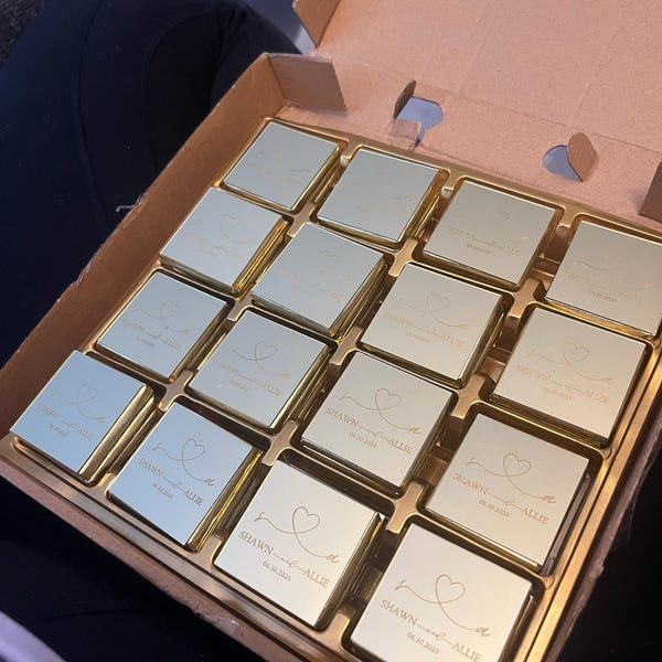 50 Custom Logo Chocolate, Personalized Your Own Logo or Photo, Gold or ...