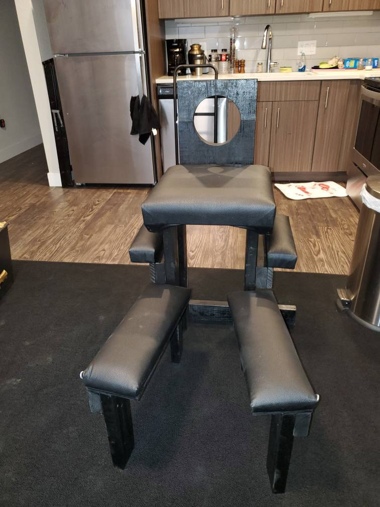 Self bondage stockade bench with time release handcuffs | Etsy