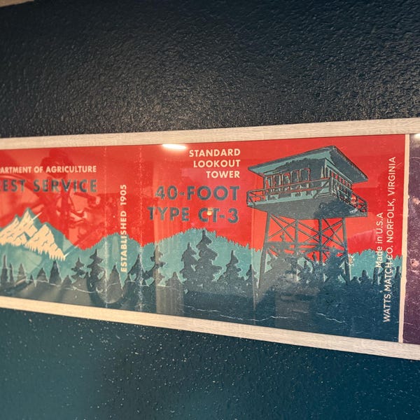 Retro US Forest Service Matchbook Poster (36 X 12") Fire Watch Tower ...