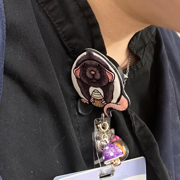 Hooded Dumbo Rat Badge Reel ID Holder: Gift for Nurses, CNA , Vet Techs ...