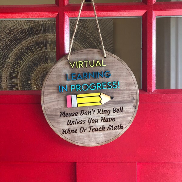 Virtual Learning in Progress Door Sign Homeschool Decor Door Sign Door ...