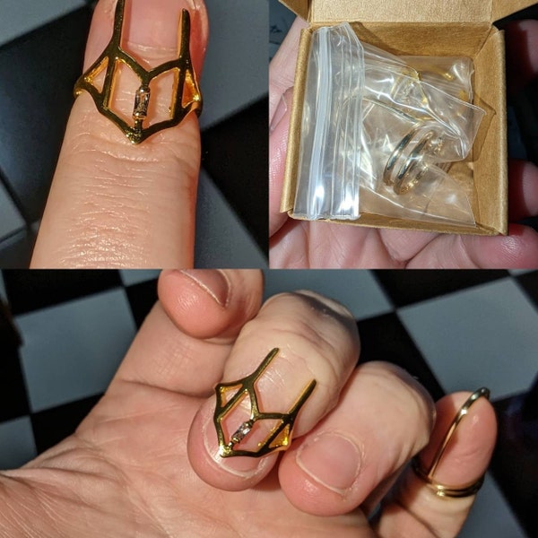 2 Fingertip Rings Fingernail Art Trendy Open Adjustable Rose Design ...