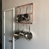Copper Pot and Pan Rack, With Chrome-pan Rack-pan Holder-kitchen Pot ...