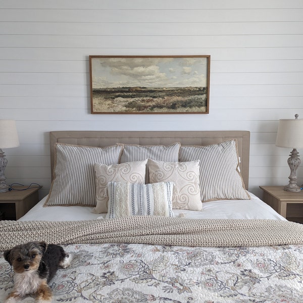 Moody Countryside Art Vintage Landscape Painting Framed Canvas Print ...