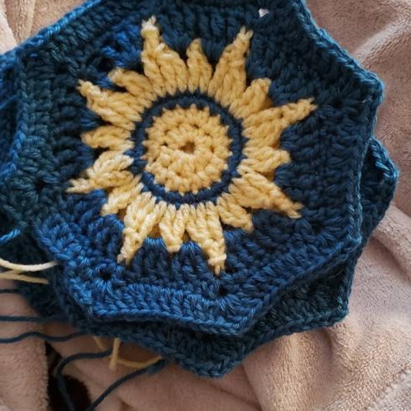 Sun and Moon Granny Square Crochet Pattern: Solar Eclipse Flower (PDF ...
