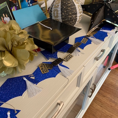 Royal Blue and White Graduation Party Decorations, Graduation Banner ...