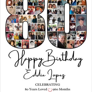 PRINTABLE Custom Any Number Photo Collage, Personalized Numbers Collage ...