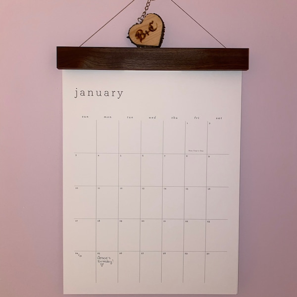 2026 Wall Calendar, Large, Monthly – Minimal, Walnut or Maple Hanger - Etsy