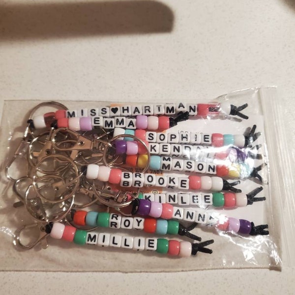 Personalized Name Keychains, Personalized Beaded Keychains, End of Year ...