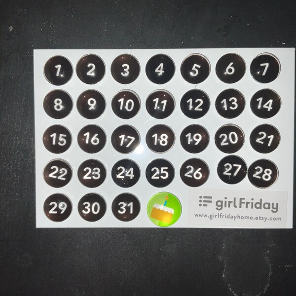 Set of 31 Gorgeous Black Glass Magnets | Extra Small Glass Numbers ...