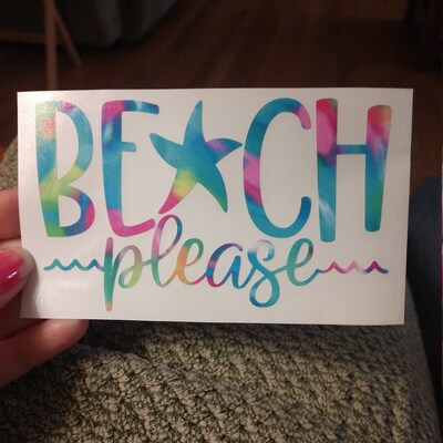 Beach Please Vinyl Decal for Tumbler, Beachy Car Decal, Beach Wave ...
