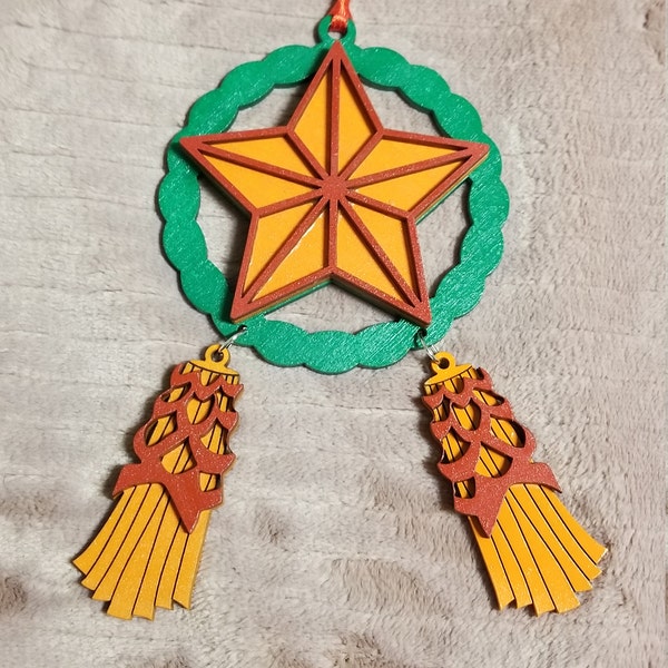 Filipino Parol Wood Ornament - Red & Orange - Etsy