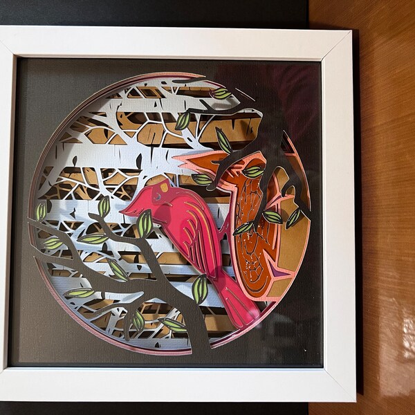 Cardinal Shadow Box Svg, 3D Cardinal Svg, Cardinal Layered Svg ...