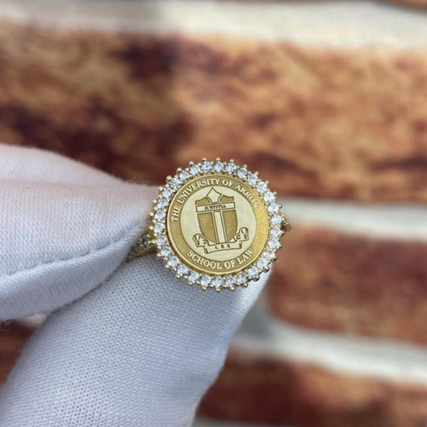 Custom Graduation Signet Ring, Senior Ring, School Class Ring, Pave ...