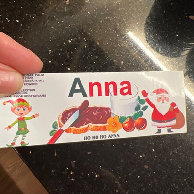 CHRISTMAS PERSONALIZED NUTELLA Labels Personalize With Name - Etsy UK