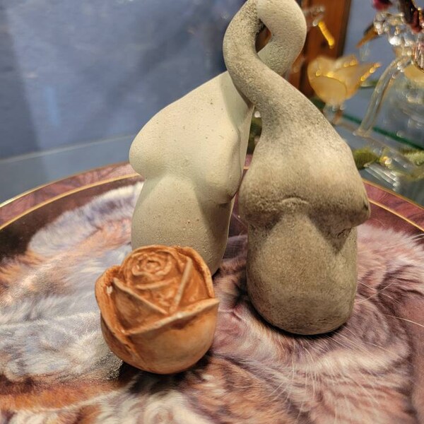 Stone Furry Woodland Bunny Statue | Mini Bunny Figurine | Nursery Bunny ...