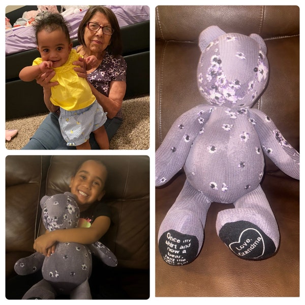 Memory Bear/shirt Bear/keepsake Bear/memorial Bear/memory Stuffed ...