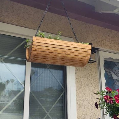 Hanging Rustic Half Moon Bucket Bowl Style Garden Indoor Outdoor ...