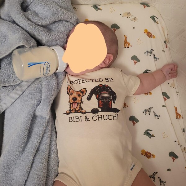 Baby Shower Gift, Protected by Dog Onesie®, Custom Dog Onesie ...